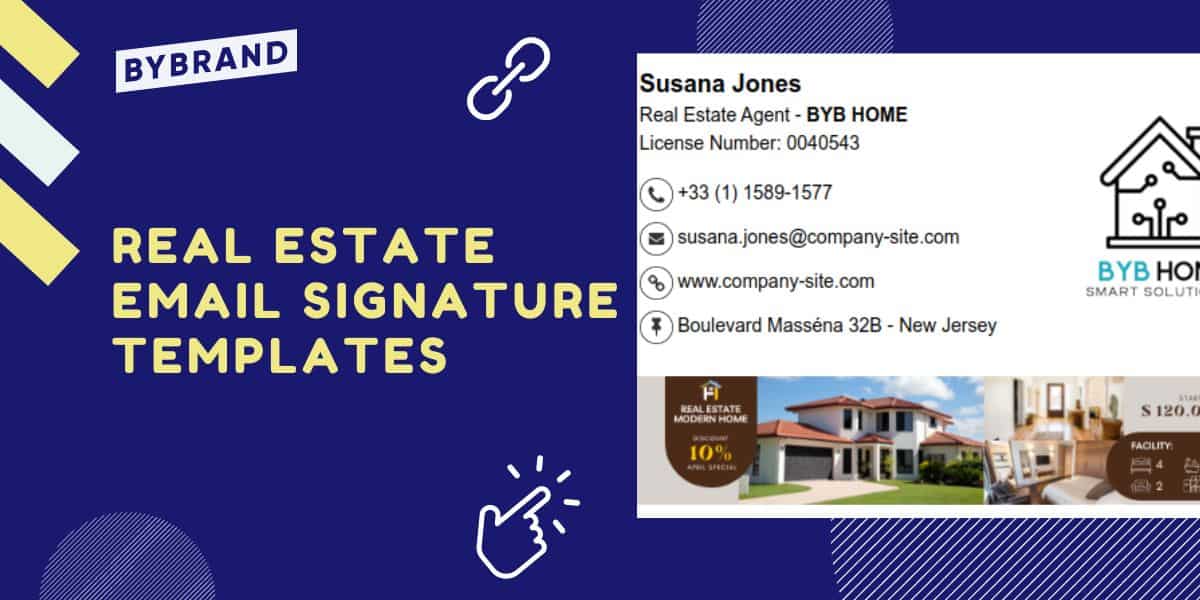 Real estate email signature with logo and banner